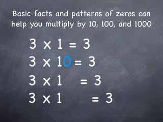 4-5 Mental Math: Multiplication Patterns: Using 10, 100, 1000 | KEY