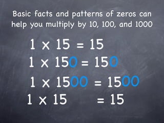 4-5 Mental Math: Multiplication Patterns: Using 10, 100, 1000 | KEY