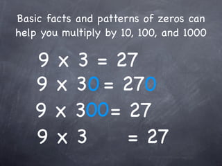 4-5 Mental Math: Multiplication Patterns: Using 10, 100, 1000 | KEY