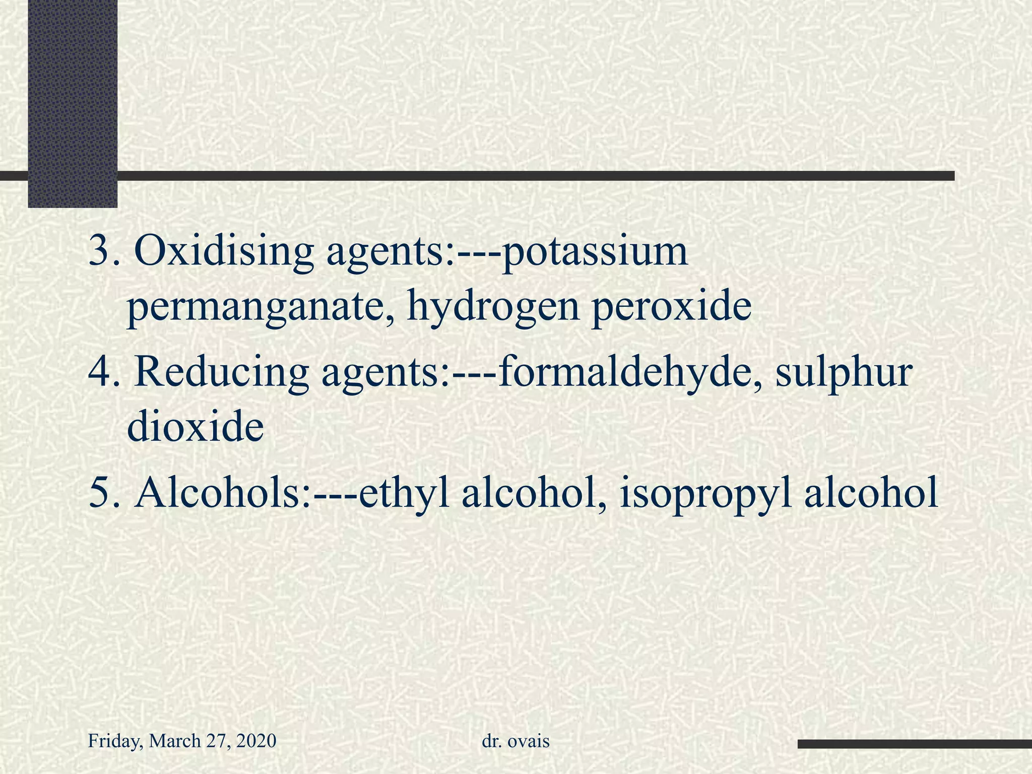 antiseptics and disinfectants classification , mechanism of action | PPT