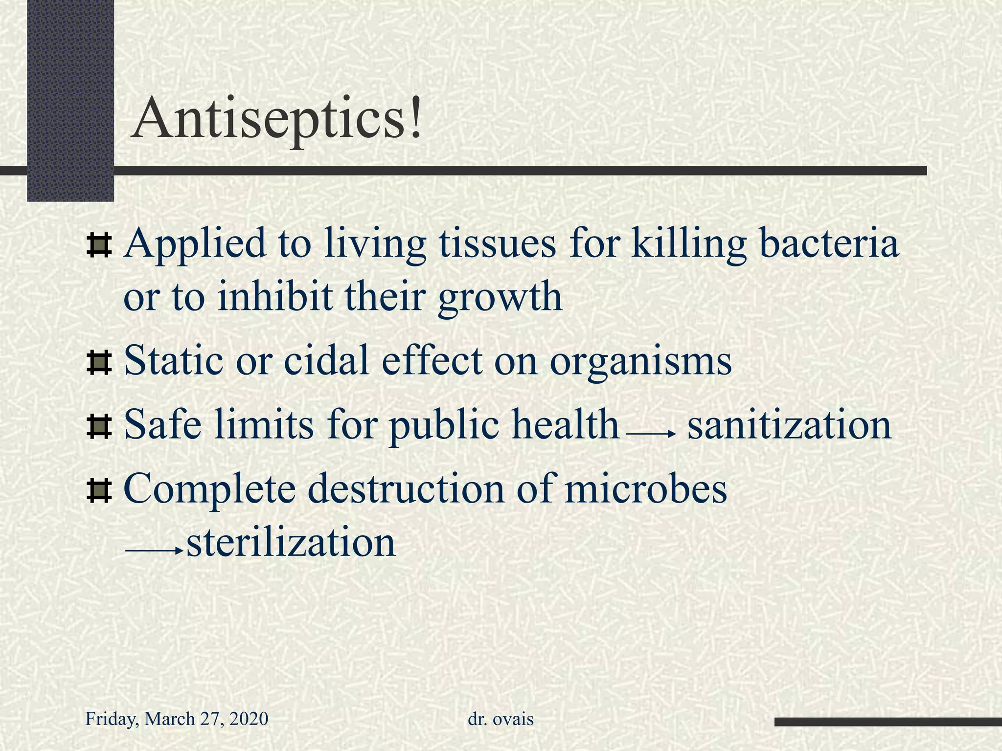 antiseptics and disinfectants classification , mechanism of action | PPT