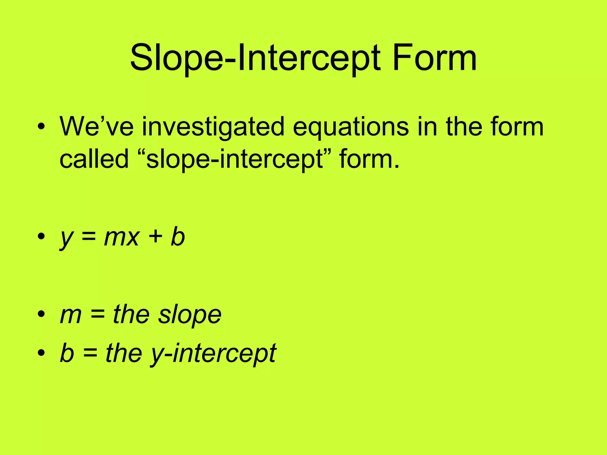 4.5 graph using slope int form - day 1 | PPTX