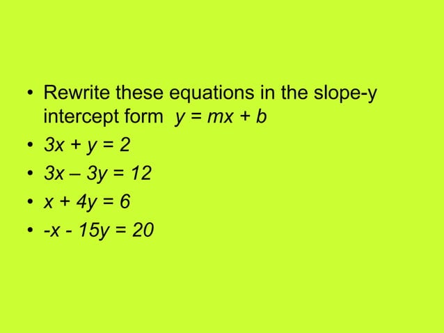 4.5 graph using slope int form - day 1 | PPT
