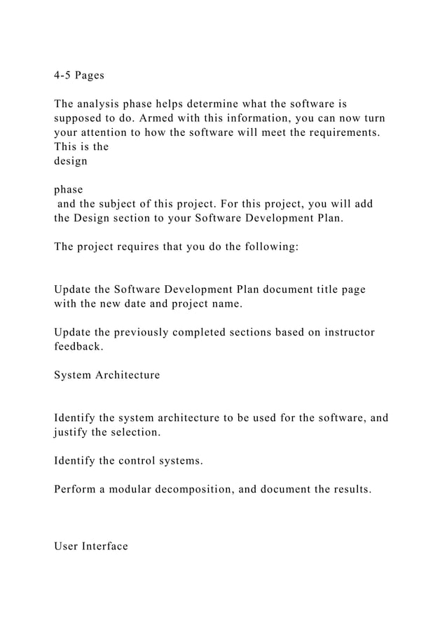 4-5 PagesThe analysis phase helps determine what the software is.docx | Desktop Publishing ...