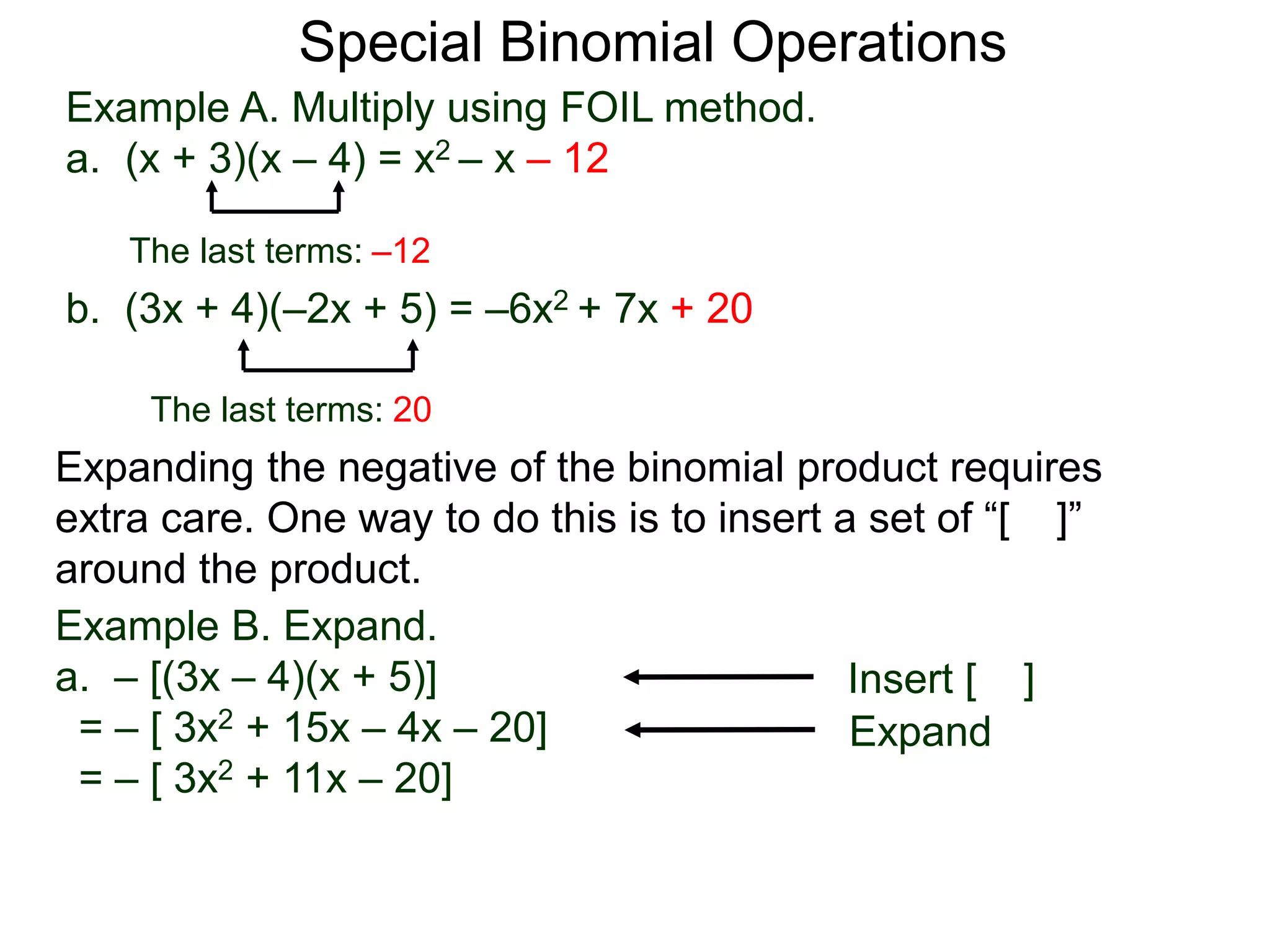 4 5special binomial operations | PPT