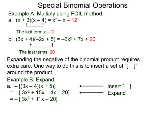 4 5special binomial operations | PPT