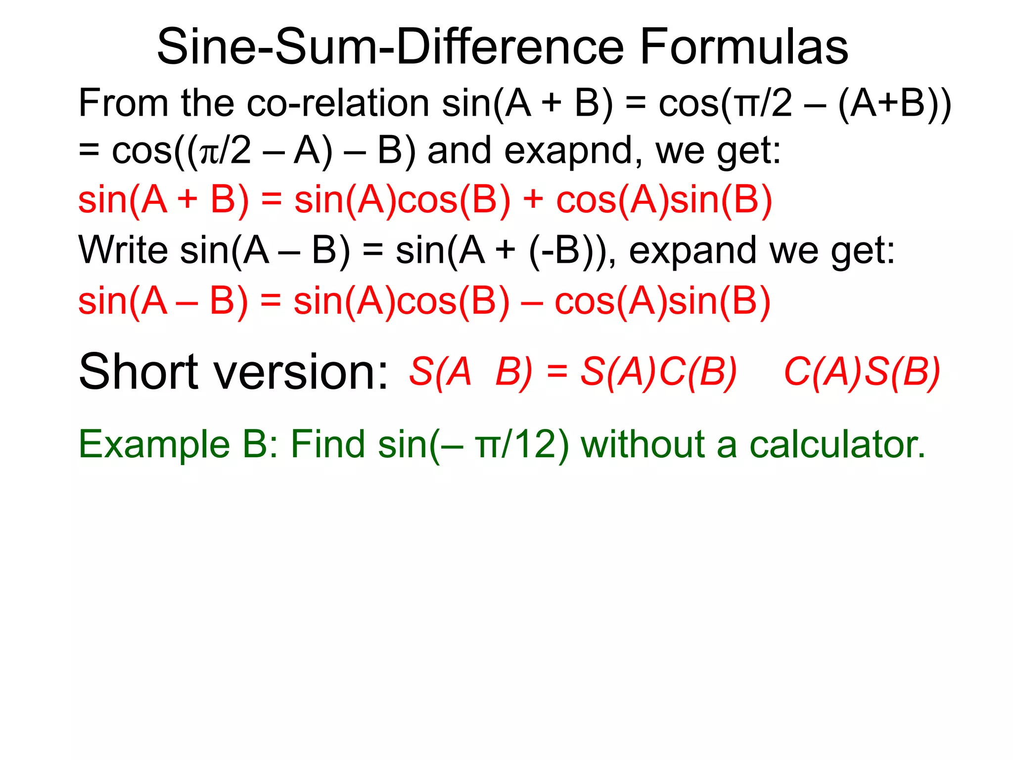 t4 sum and double half-angle formulas | PPTX