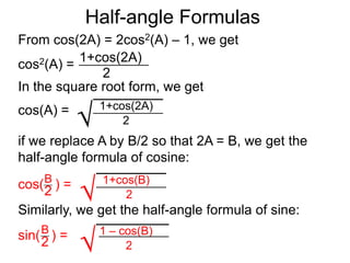t4 sum and double half-angle formulas | PPTX