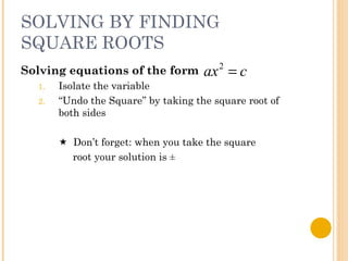 4.6 Completing the Square | PPT