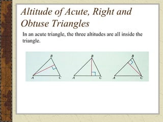 4 7 (1) Medians, Altitudes and Perpendicular Bisectors | PPTX