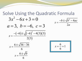 4.8.2 quadratic formula | PPT