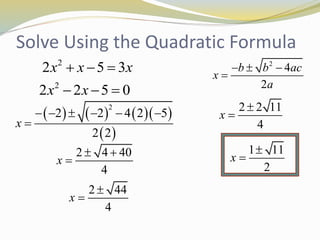 4.8.2 quadratic formula | PPT