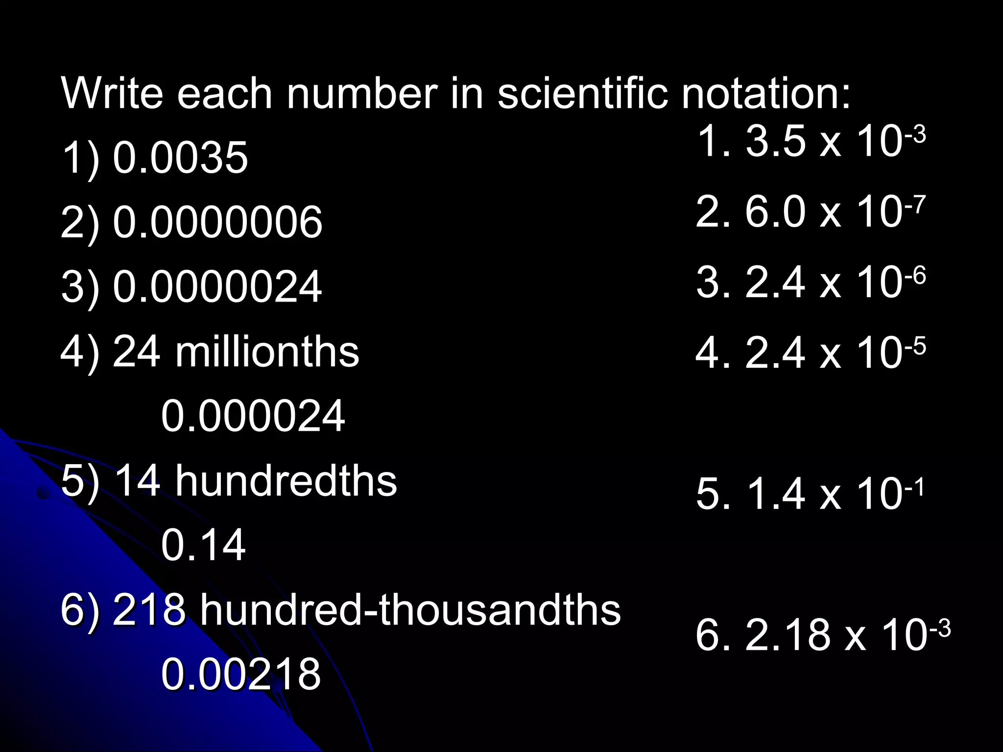 4.8 scientific notation small numbers - 1 | PPT