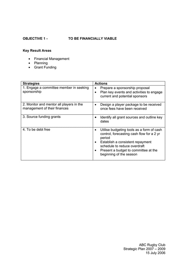 4. Abc Rugby Union Club Strategic Plan Template | DOC | Rugby League ...