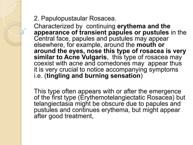 Rosacea is a Latin word meaning (Like-Roses), is an Acne-like rash ...