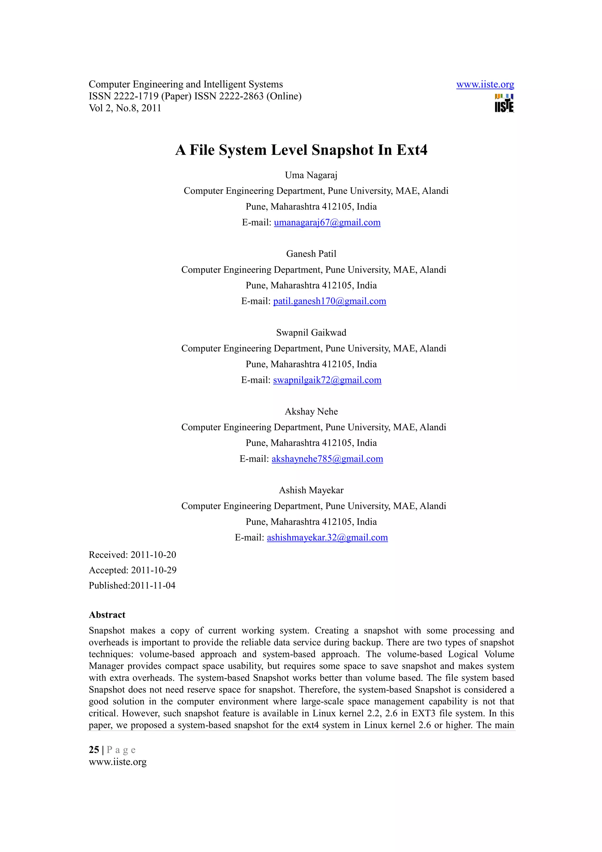 4.a file system level snapshot in ext4 -35-30 | PDF