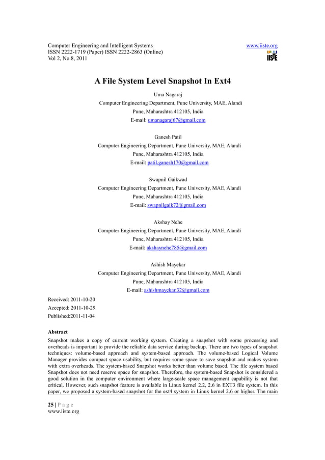 4.a file system level snapshot in ext4 -35-30 | PDF