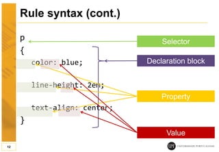 CSS Fundamentals: selectors and Properties | PPTX | Web Design and HTML | Internet