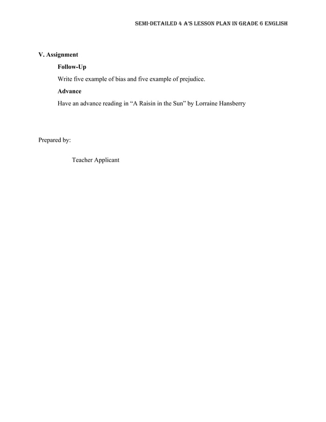 English 6, Order of Adjectives 4-As Lesson Plan sample | DOCX