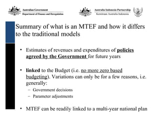 The Australians Mid-Term Expenditure Framework (MTEF). Its Features and ...