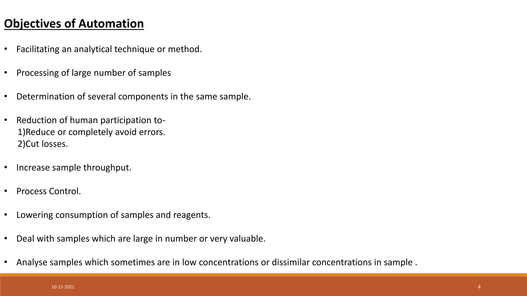 Automation in chemical analysis-need,objectives,instrumentation and ...