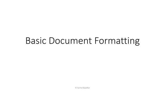 4 basic document formatting | PPT