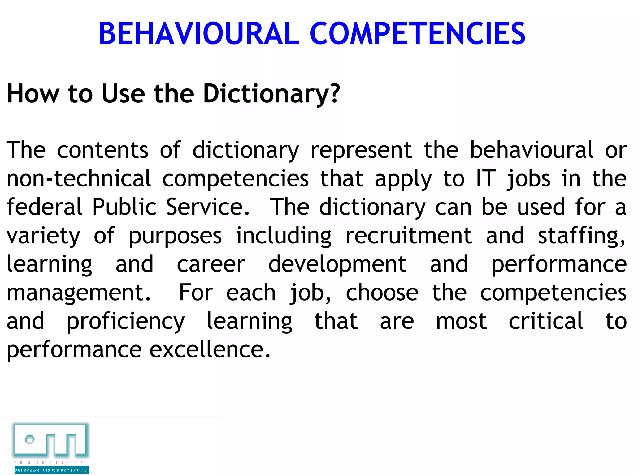 4 behavioural competency dictionary | PPT