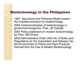 Biotechnology in the Philippines - NAST | PDF
