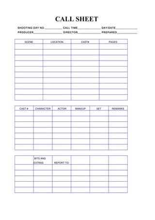 Call Sheet | DOC