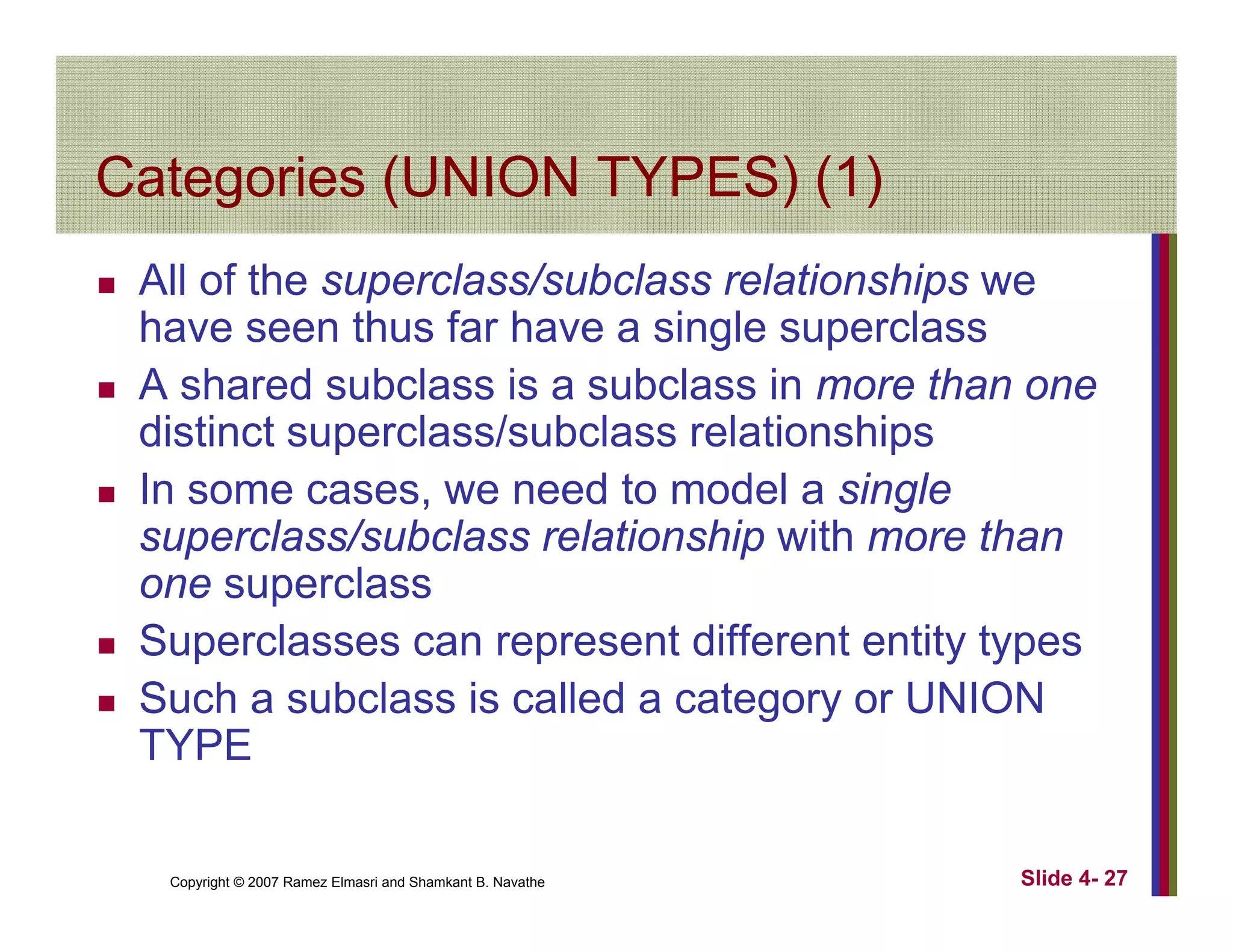 Enhanced Entity-Relationship (EER) Modeling | PDF
