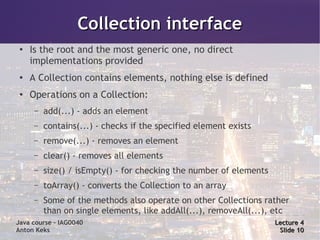 Java Course 4: Exceptions & Collections | PPT