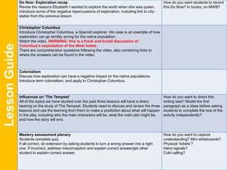 English Mastery - The Tempest lesson 4 - Colonialism | PPTX