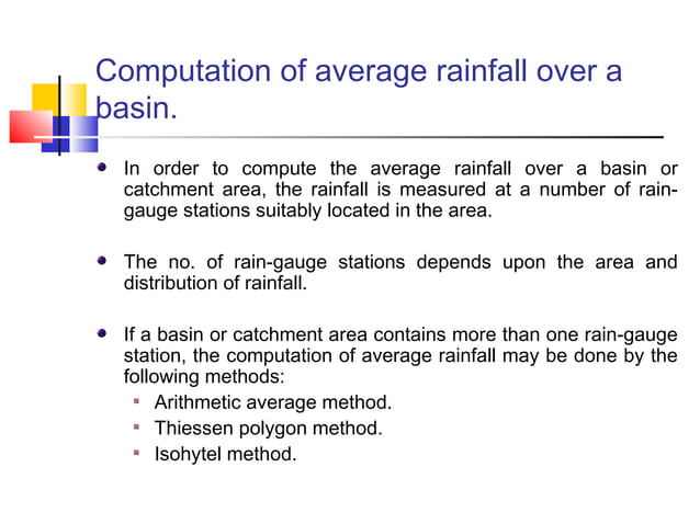 Hydrology ( computation of average rainfall ) | PPT | Weather | Science