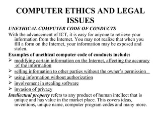 4. computer ethics and legal issues | PPT