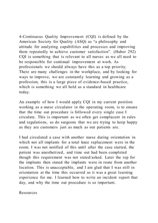 4-Continuous Quality Improvement (CQI) is defined by the America | DOCX