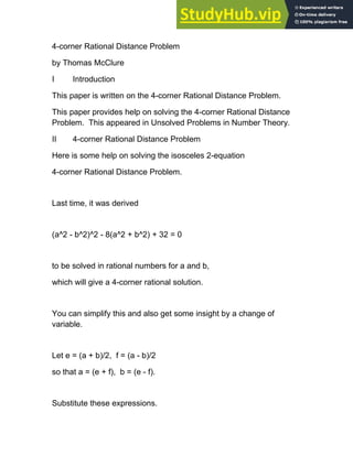 4-Corner Rational Distance Problems | PDF | Physics | Science