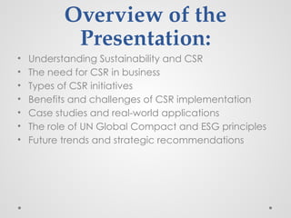 Sustainability and Corporate Social Responsibility (CSR) in Business | PPTX