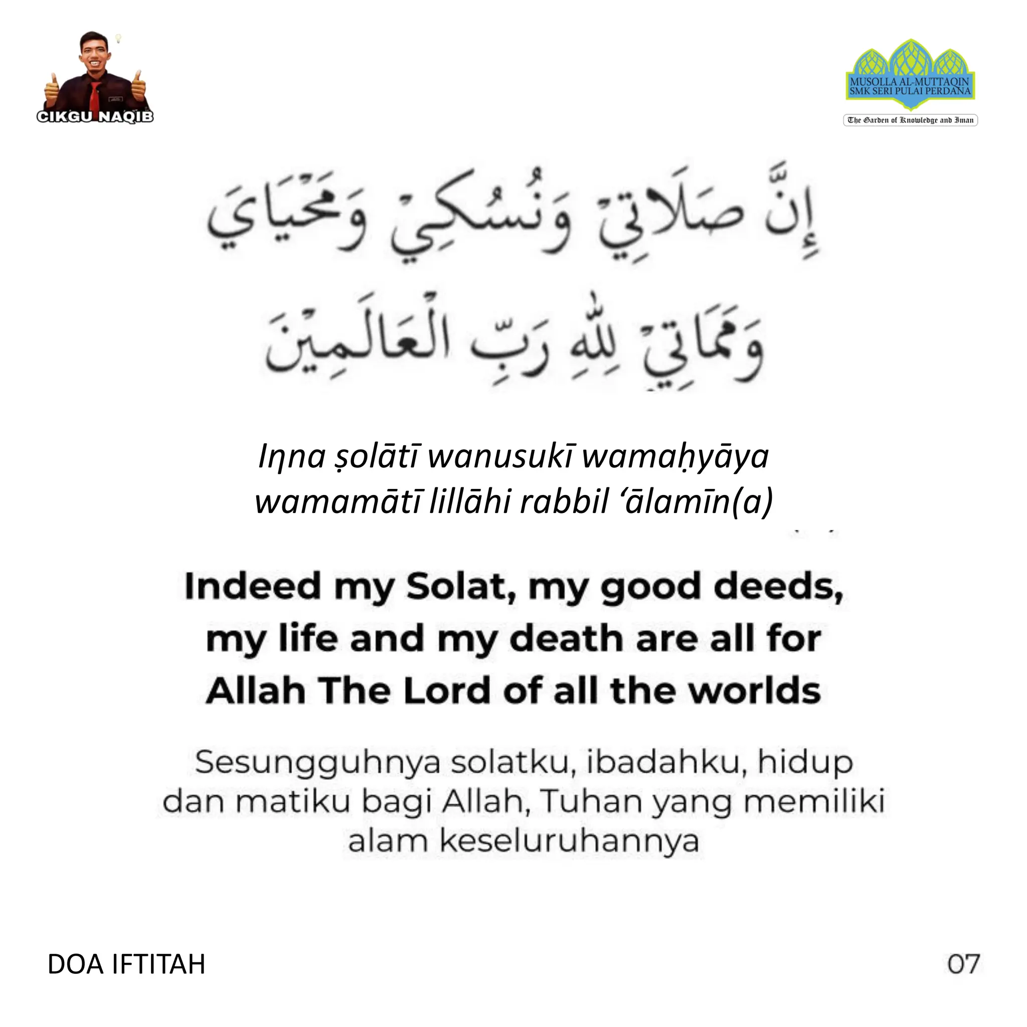 MAKSUD DALAM SOLAT: Doa Iftitah (Iftitah prayer) MEANING IN SOLAT | PDF