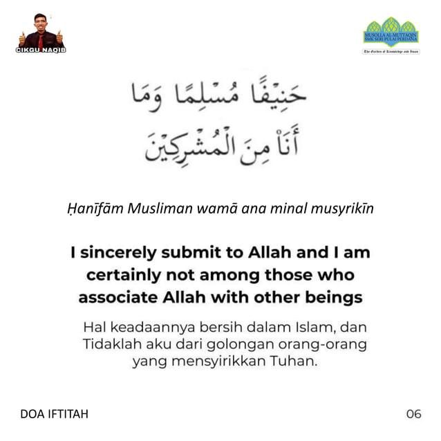 MAKSUD DALAM SOLAT: Doa Iftitah (Iftitah prayer) MEANING IN SOLAT | PDF