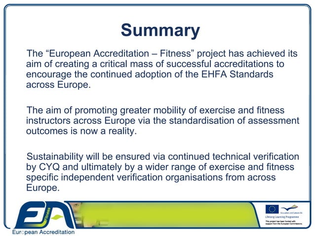 EHFA Accreditation - Background Process Results - CYQ - Jenny ...