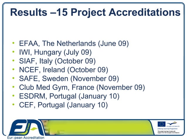 EHFA Accreditation - Background Process Results - CYQ - Jenny ...
