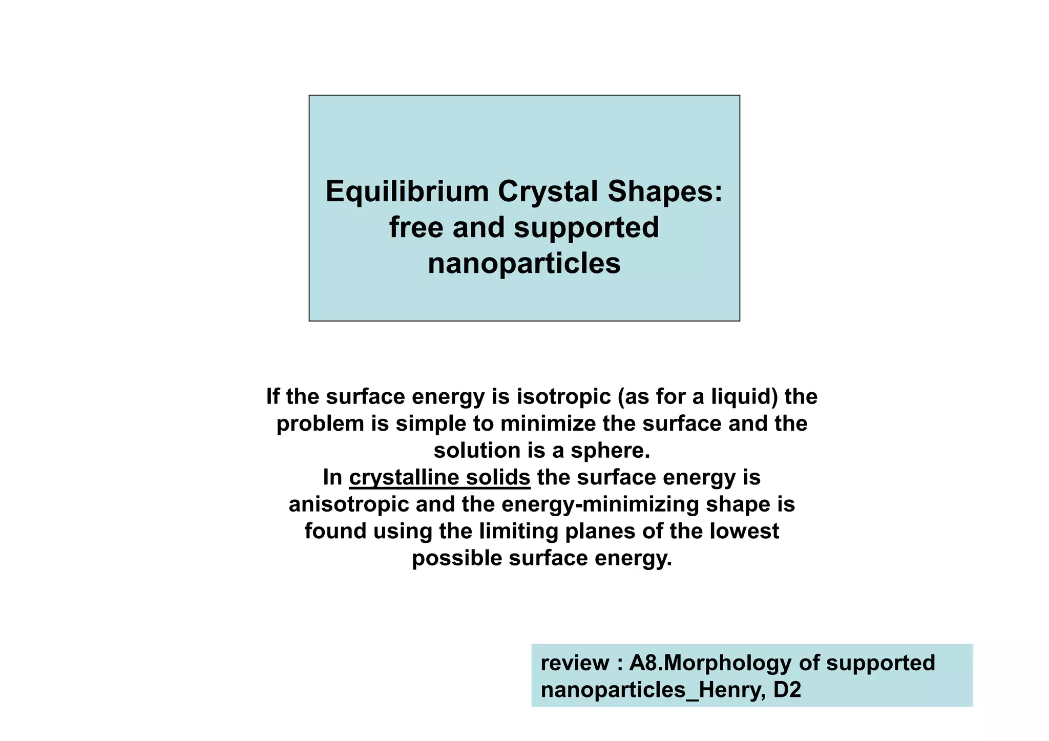 Equilibrium shapes of nanoparticles | PDF