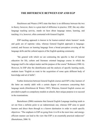 Esp handout (English for special Purpose | PDF