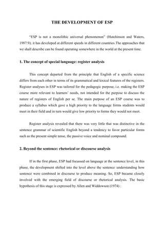 Esp handout (English for special Purpose | PDF