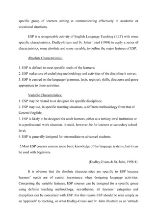 Esp handout (English for special Purpose | PDF