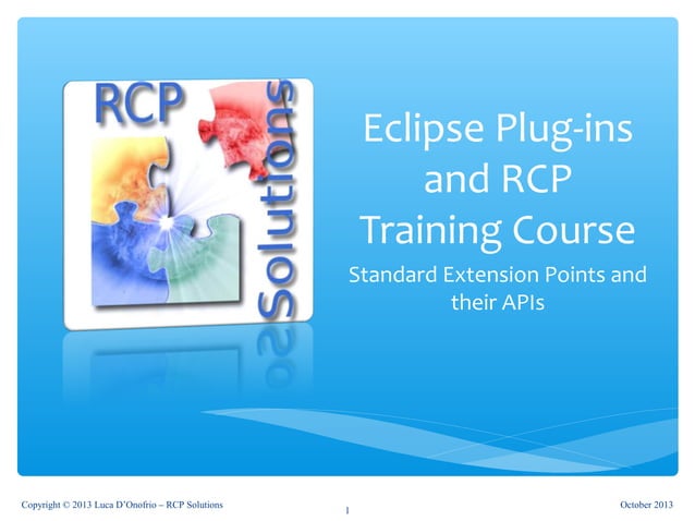 Eclipse Training Standard Extension Points And Apis Ppt