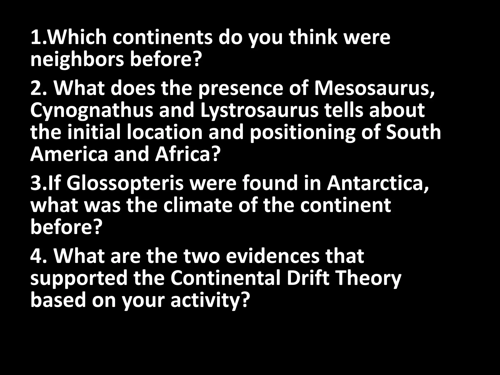 CONTINENTAL DRIFT THEORY EVIDENCES ppt | PPT