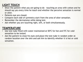 Part 4 examination of motor and sensory system | PPTX