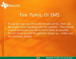 4 Fire and Life Safety - Risk Management - 4 | PPTX | First Aid | Injuries