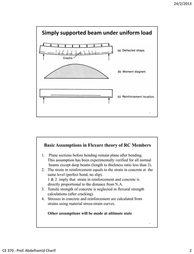 Lec03 Flexural Behavior of RC Beams (Reinforced Concrete Design I & Prof. Abdelhamid Charif) | PDF